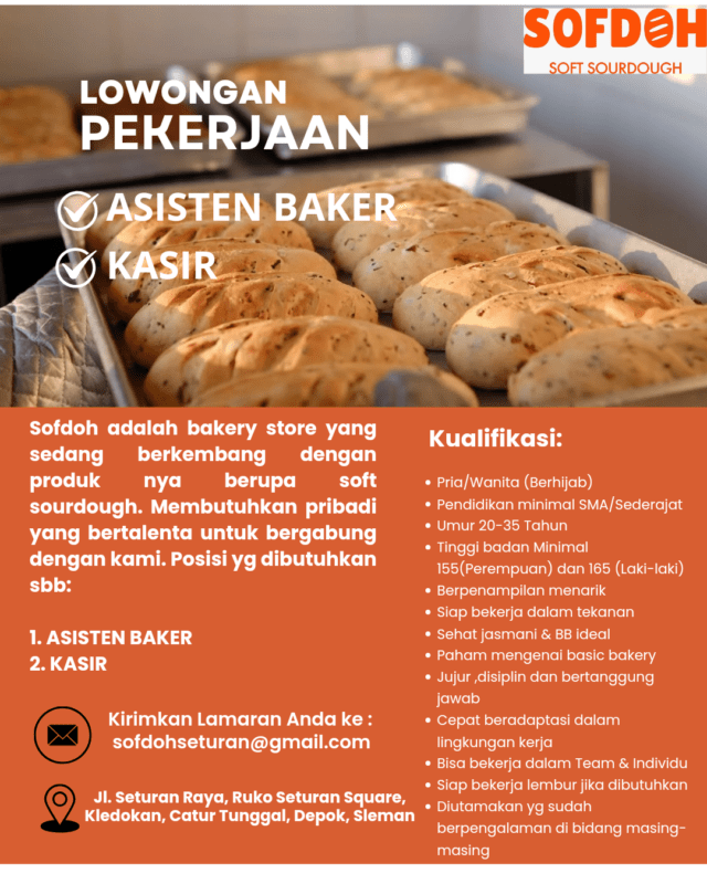 Lowongan Kerja Kasir - Asisten Baker di Sofdoh - LokerJogja.ID