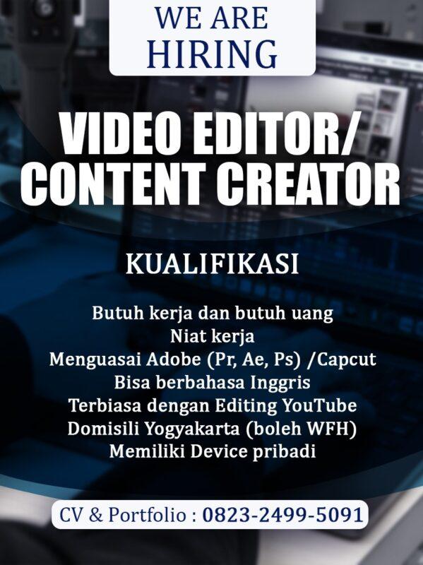 Lowongan Kerja Video Editor/Content Creator di TSH Management - LokerJogja.ID