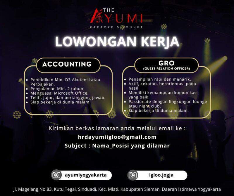 Lowongan Kerja Accounting - Guest Relation Officer (GRO) di The Ayumi ...