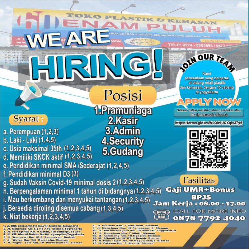 Lowongan Kerja Pramuniaga - Kasir - Security - Gudang - Admin di Toko Plastik & Kemasan Enam ...