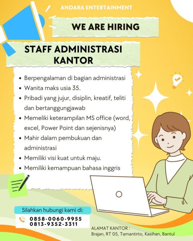 Lowongan Kerja Staff Administrasi Kantor - Creative Team dan Host Live ...