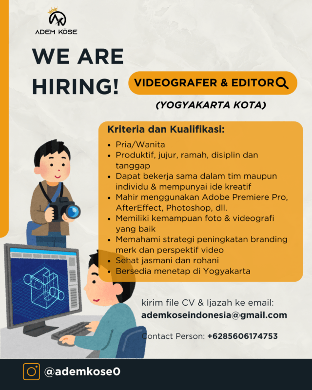 Lowongan Kerja Videografer & Editor di Adem Kose International Hair ...