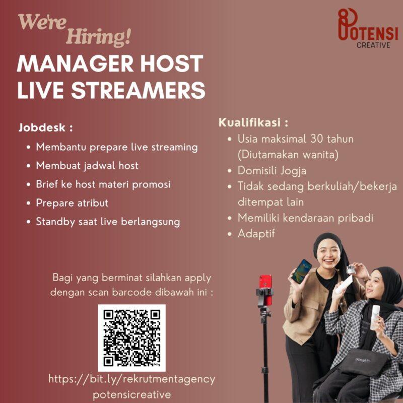 Lowongan Kerja Manager Host Live Streamers - Host Live Streamers di ...