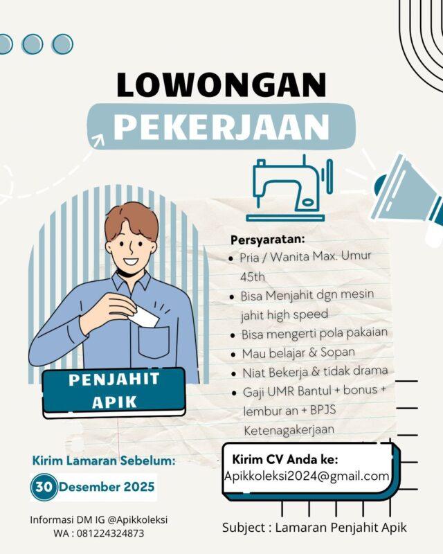 Lowongan Kerja Penjahit di Apik Koleksi - LokerJogja.ID