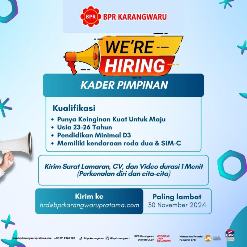 Lowongan Kerja Kader Pimpinan di BPR Karangwaru Pratama - LokerJogja.ID
