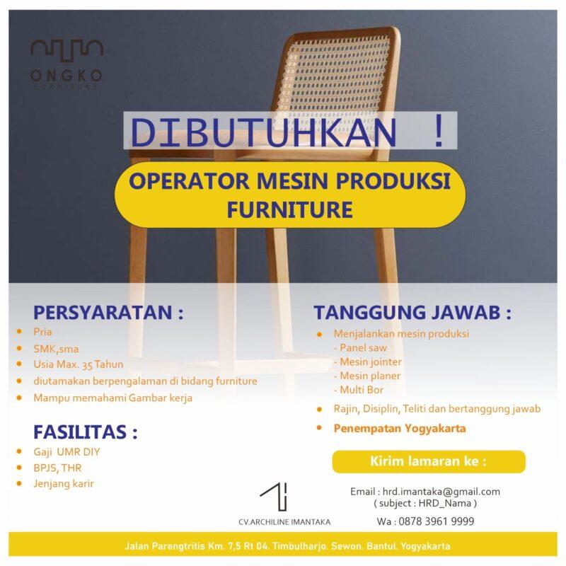 Lowongan Kerja Operator Mesin Produksi Furniture - Tukang Kayu & HPL ...
