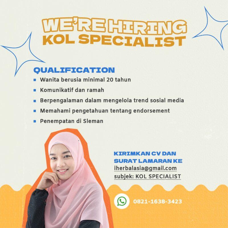 Lowongan Kerja KOL Specialist di CV. Herbalasia Indonesia - LokerJogja.ID