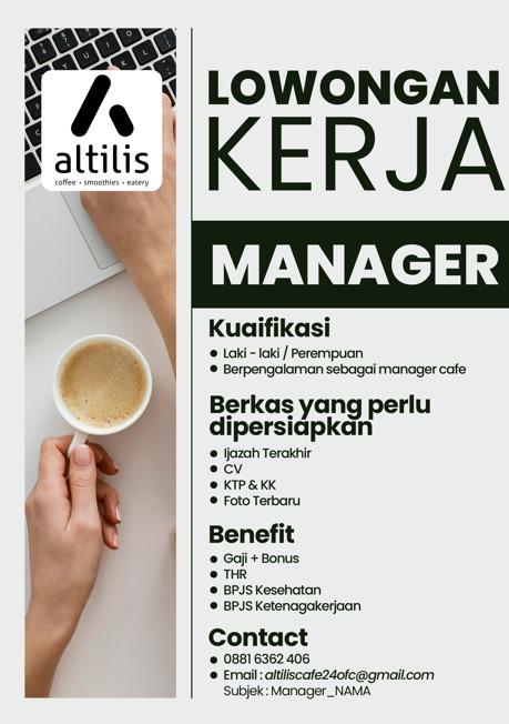 Lowongan Kerja Manager - Crew di Cafe Altilis - LokerJogja.ID