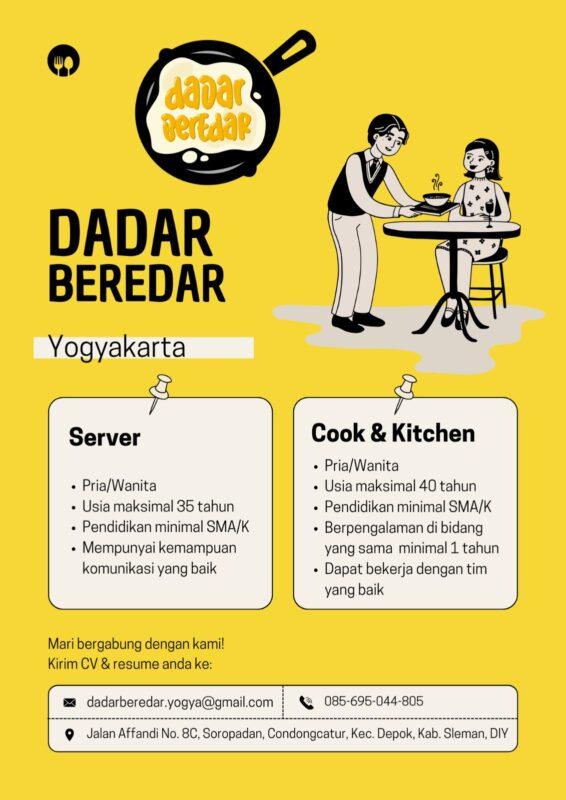 Lowongan Kerja Server - Cook & Kitchen di Dadar Beredar Yogyakarta ...