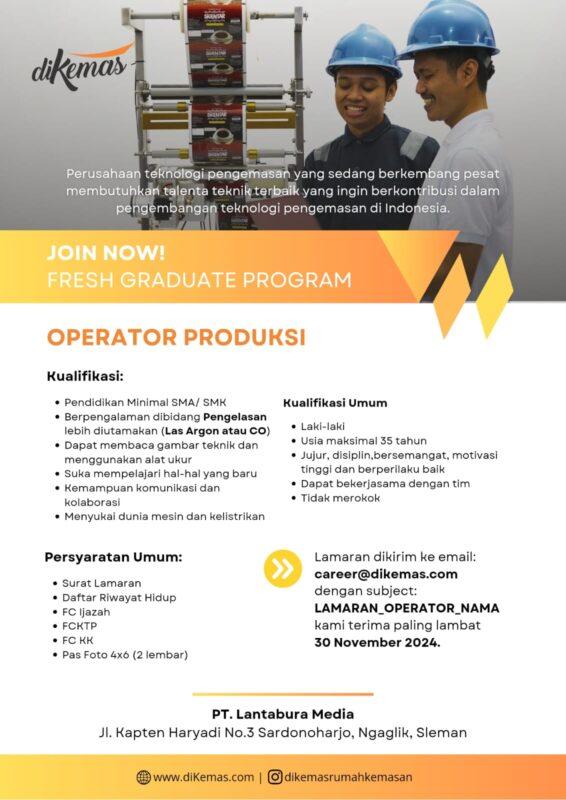 Lowongan Kerja Operator Produksi di diKemas - LokerJogja.ID