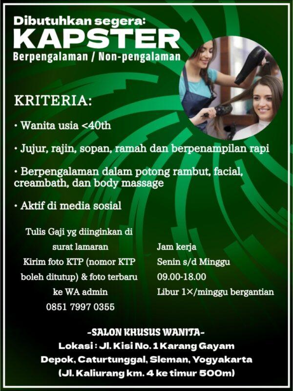Lowongan Kerja Kapster Salon di Grace - LokerJogja.ID