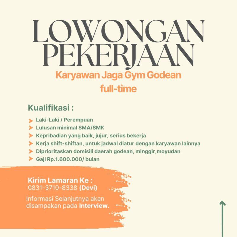 Lowongan Kerja Karyawan Jaga Gym di Gym Godean - LokerJogja.ID