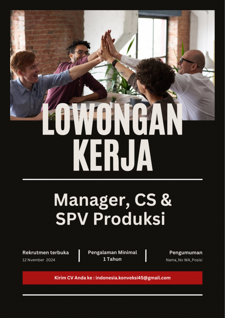 Lowongan Kerja Manager - Customer Service - SPV Produksi di Idkonveksi ...