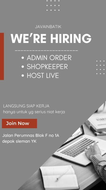 Lowongan Kerja Admin Order - Shopkeeper - Host Live di Javainbatik - LokerJogja.ID