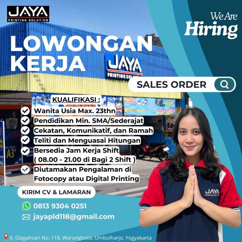 Lowongan Kerja Sales Order di Jaya Printing Solutions - LokerJogja.ID