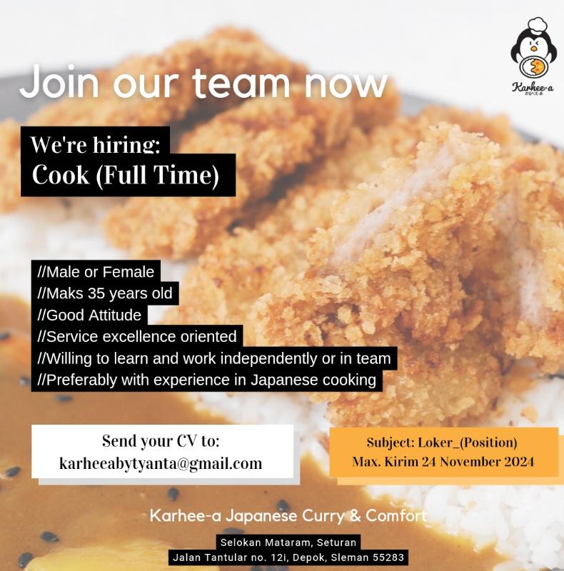 Lowongan Kerja Cook di Karhee-a Japanese Curry - LokerJogja.ID