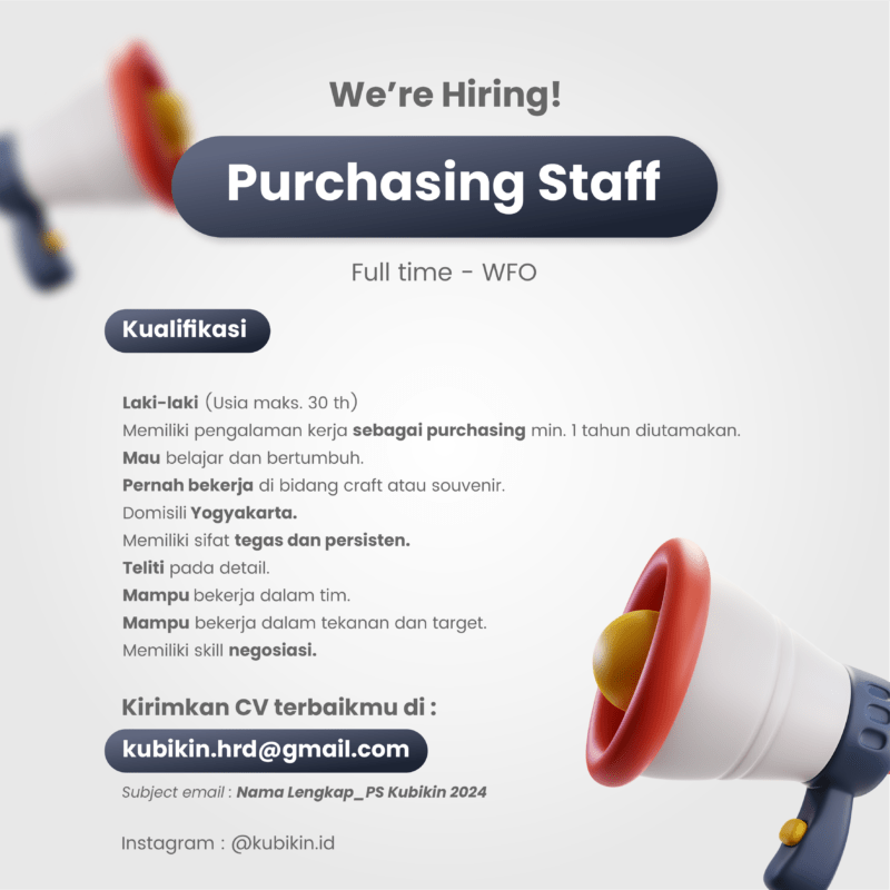 Lowongan Kerja Purchasing Staff di CV. Kubikin Indonesia - LokerJogja.ID