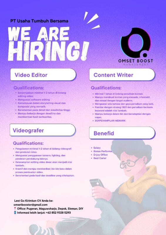 Lowongan Kerja Videografer - Content Writer - Video Editor di Omset ...