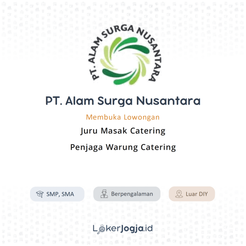 Lowongan Kerja Juru Masak Catering - Penjaga Warung Catering di PT ...