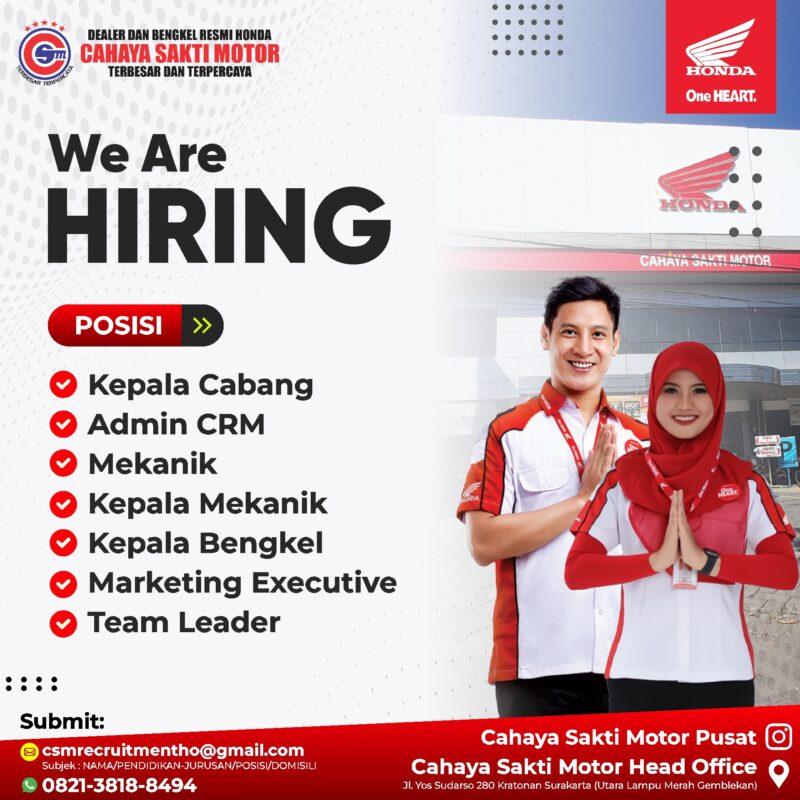 Lowongan Kerja Kepala Cabang - Admin CRM - Kepala Bengkel - Mekanik - Kepala Mekanik - Marketing ...