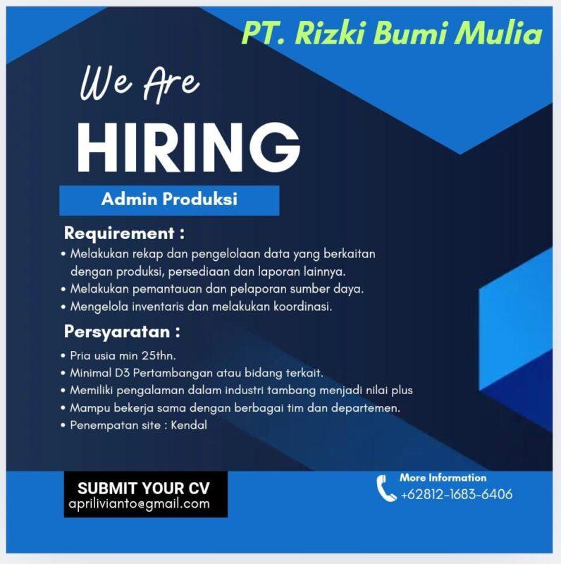 Lowongan Kerja Admin Produksi di PT. Rizki Bumi Mulia - LokerJogja.ID