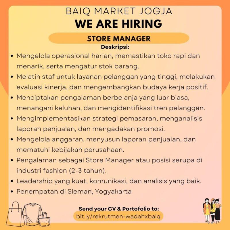 Lowongan Kerja Store Manager - Visual Merchandiser - Crew Store ...