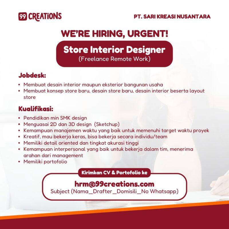 Lowongan Kerja Store Interior Designer (Freelance Remote Work) di PT ...