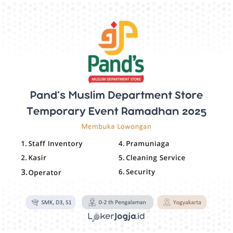 Lowongan Kerja Staff Inventory - Kasir - Operator - Pramuniaga ...