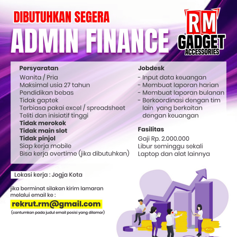 Lowongan Kerja Admin Finance di RM Gadget Accessories - LokerJogja.ID