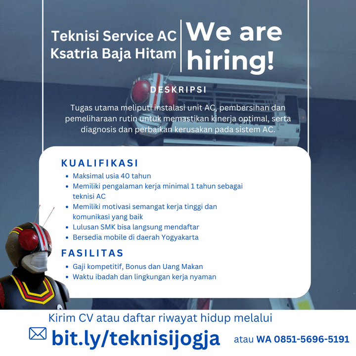 Lowongan Kerja Teknisi AC di Service AC Ksatria Baja Hitam - LokerJogja.ID