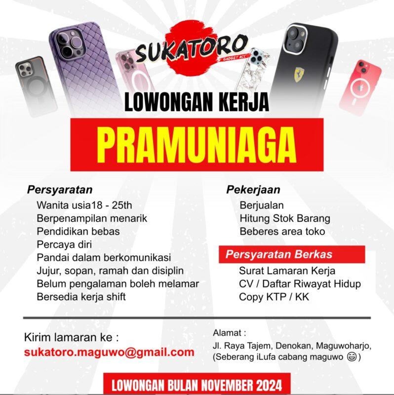 Lowongan Kerja Pramuniaga di Sukatoro - LokerJogja.ID