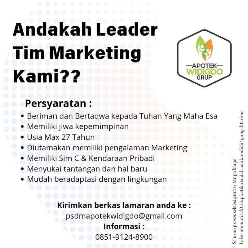 Lowongan Kerja Marketing Leader di Apotek Widigdo Grup - LokerJogja.ID