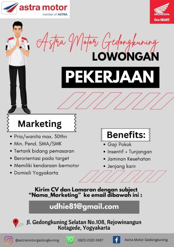 Lowongan Kerja Marketing di Astra Motor Gedongkuning - LokerJogja.ID