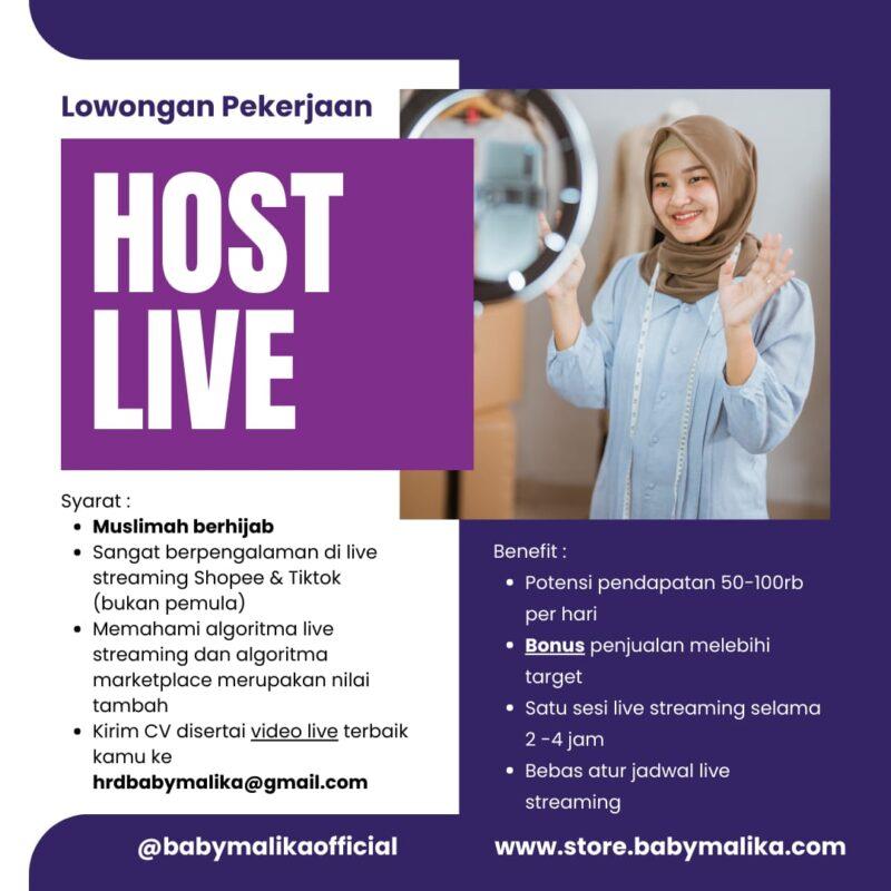 Lowongan Kerja Live Streaming Host di Baby Malika - LokerJogja.ID