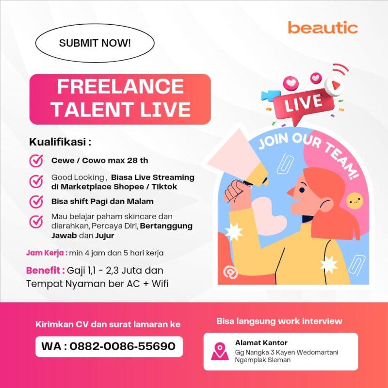Lowongan Kerja Freelance Talent Live di Beautic - LokerJogja.ID