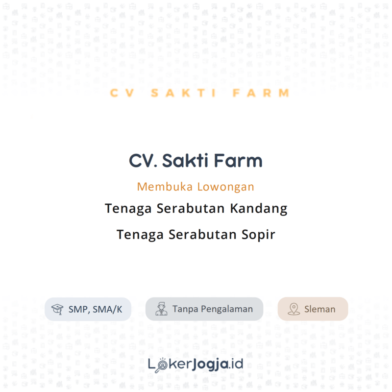 Lowongan Kerja Tenaga Serabutan Kandang - Tenaga Serabutan Sopir di CV ...