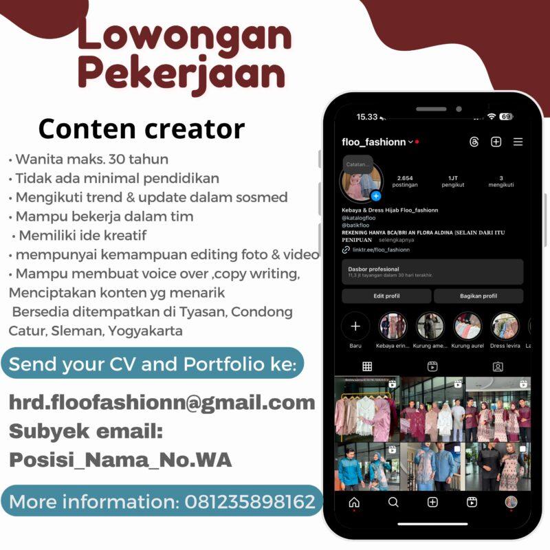 Lowongan Kerja Content Creator di Floo Fashion - LokerJogja.ID