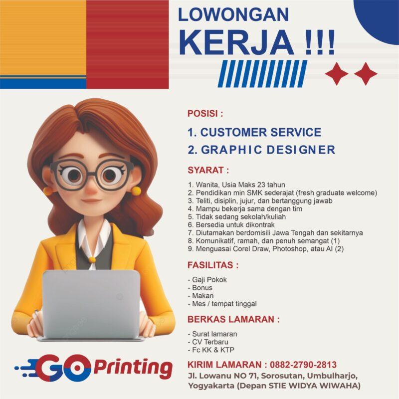 Lowongan Kerja Customer Service - Graphic Designer di Go Printing ...