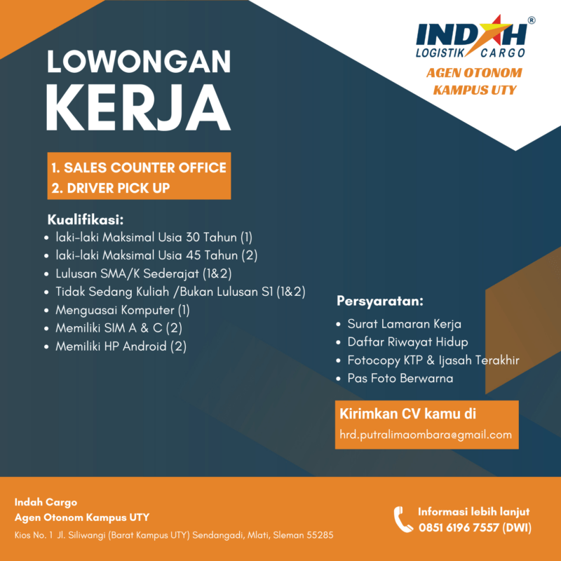 Lowongan Kerja Driver Mobil - Sales Counter Office di Indah Logistik ...