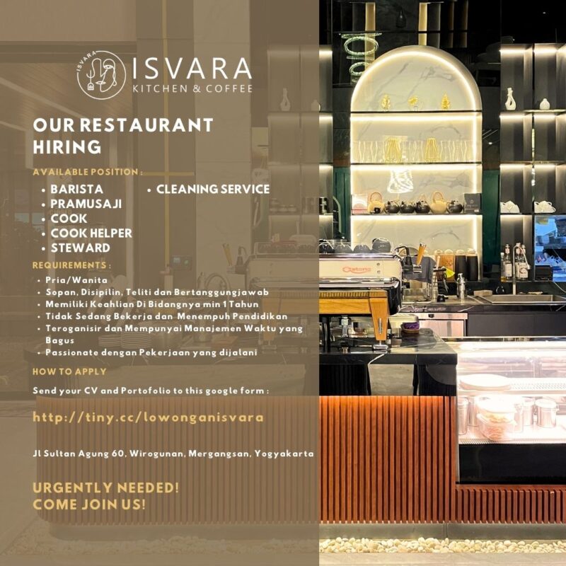 Lowongan Kerja Barista - Pramusaji - Cook - Cook Helper - Steward ...
