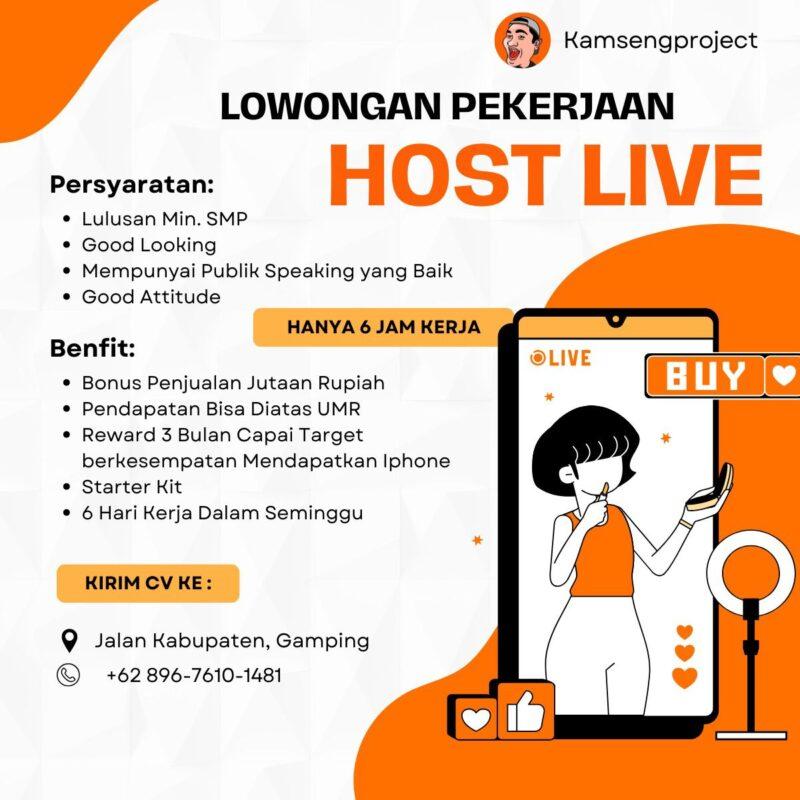 Lowongan Kerja Host Live Streaming di Kamsengproject - LokerJogja.ID