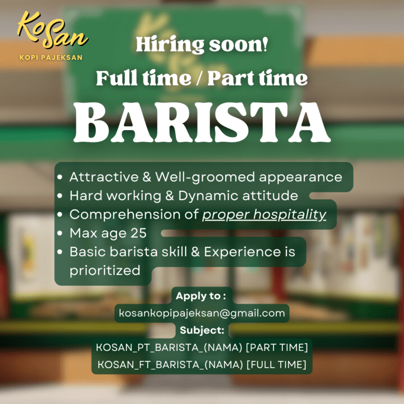 Lowongan Kerja Barista Full Time/Part Time di Kopi Pajeksan - LokerJogja.ID