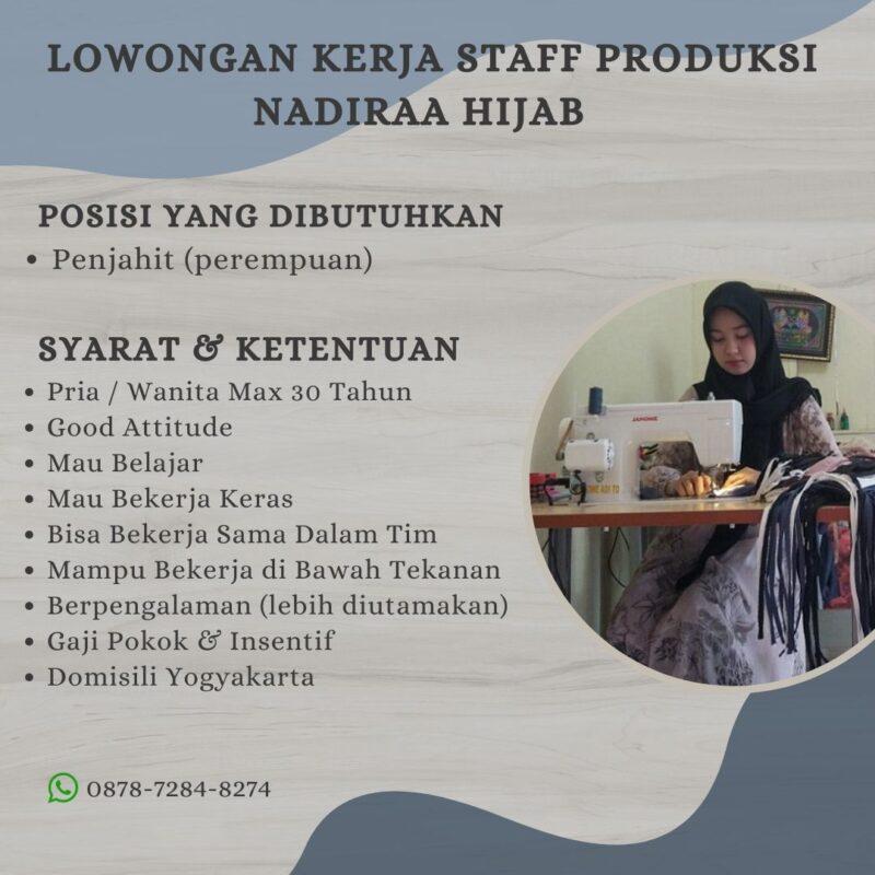 Lowongan Kerja Penjahit di Nadiraa Hijab - LokerJogja.ID