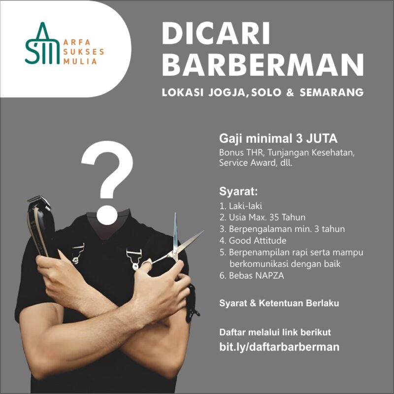 Lowongan Kerja Barberman di PT. Arfa Sukses Mulia - LokerJogja.ID