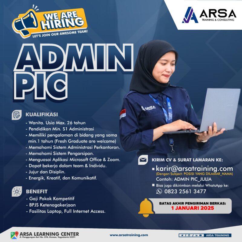 Lowongan Kerja Admin PIC di PT. Arsa Jaya Prima - LokerJogja.ID