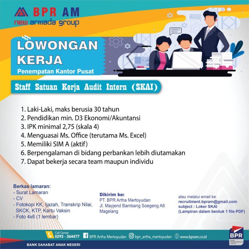 Lowongan Kerja Staff Satuan Kerja Audit Intern (SKAI) di PT. BPR Artha ...