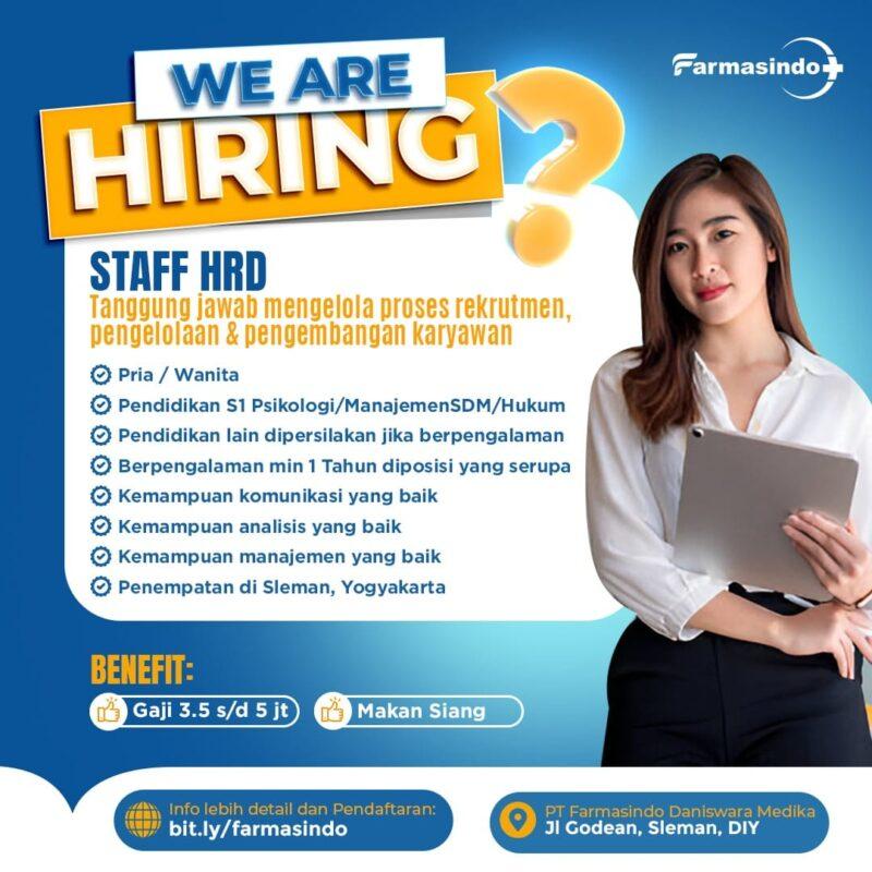 Lowongan Kerja Staff HRD di PT. Farmasindo Daniswara Medika - LokerJogja.ID Lowongan Kerja Staff HRD di PT. Farmasindo Daniswara Medika - LokerJogja.ID