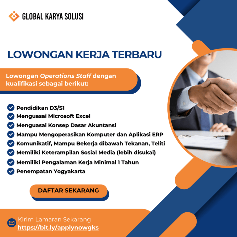 Lowongan Kerja Operations Staff di PT. Global Karya Solusi - LokerJogja.ID