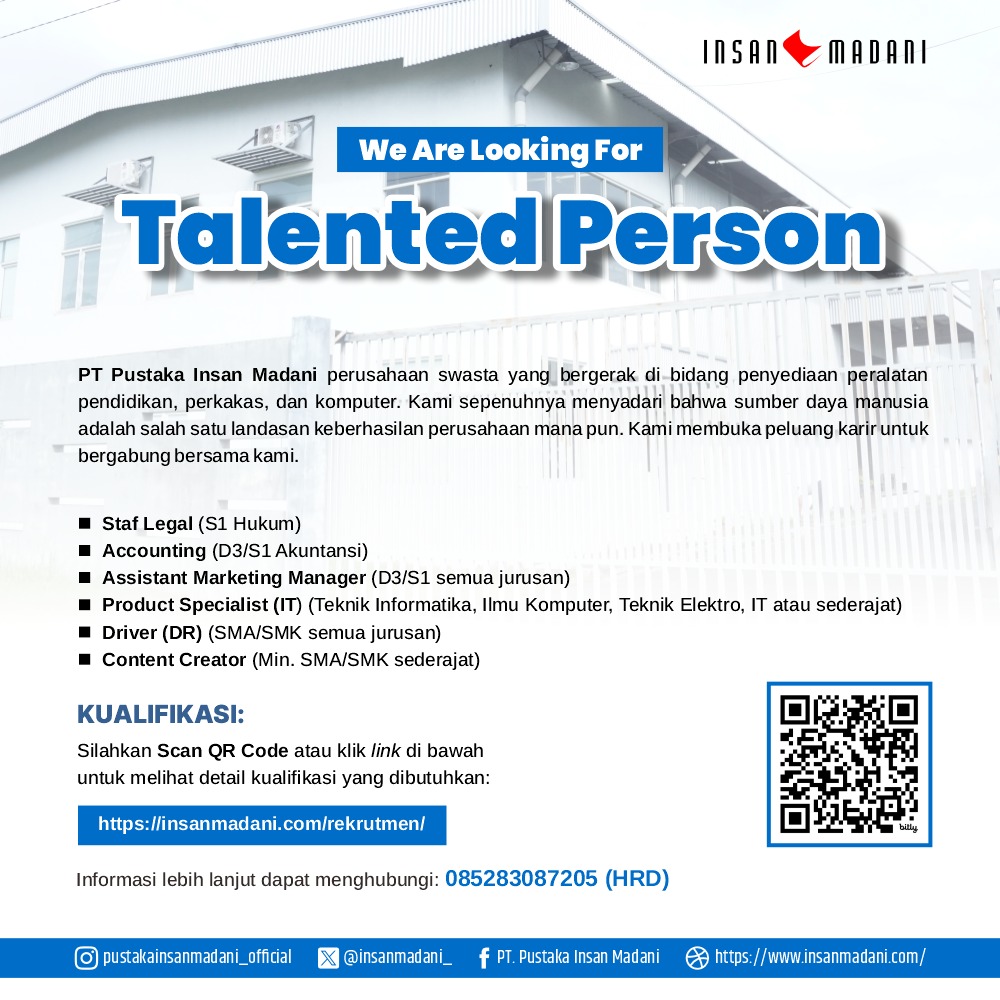 Lowongan Kerja Staf Legal - Accounting - Assistant Marketing Manager - Product Specialist (IT ...