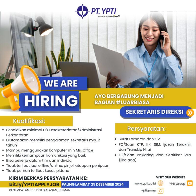 Lowongan Kerja Sekretaris Direksi di PT. Yogya Presisi Tehnikatama Industri (PT. YPTI ...